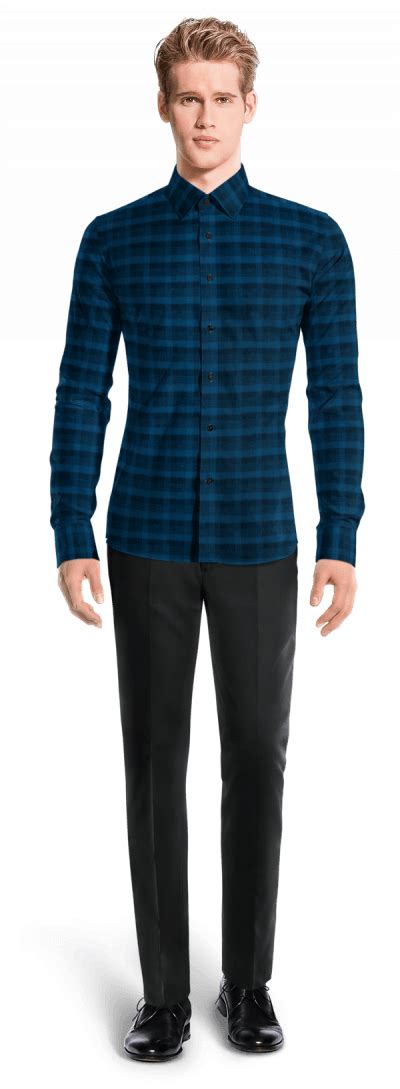 Electric Blue Plaid Flannel Shirt