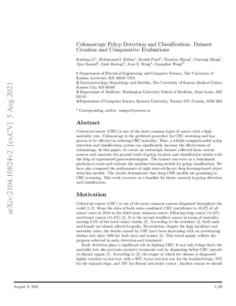 Pdf Colonoscopy Polyp Detection And Classification Dataset Creation