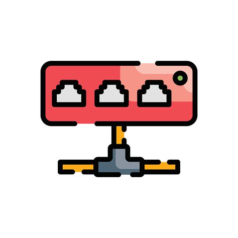 Network Hub Vector Outline Filled Icon Cloud Computing Symbol Eps 10