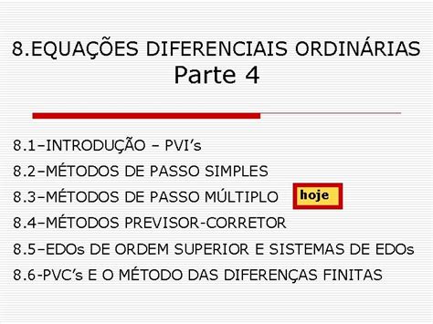 8 Equaes Diferenciais Ordinrias Parte 4 8 1introduo