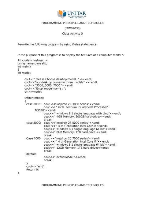 ppt class activity 5 sahrvin rajamogan switch case programming