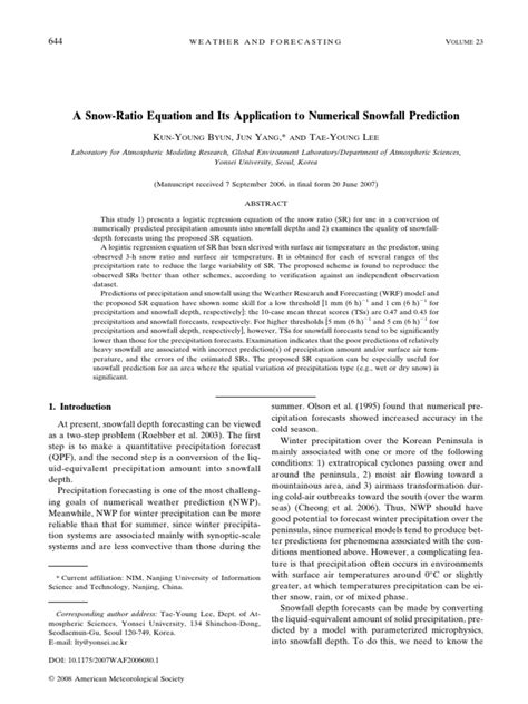 A Snow Ratio Equation And Its Application To Numerical Snowfall