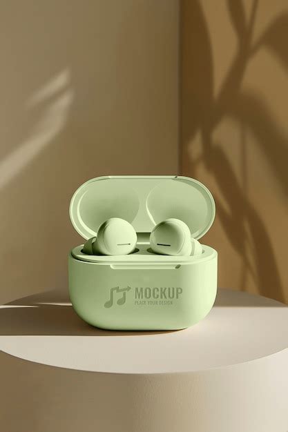 Premium Psd Wireless Earbuds Mockup Design