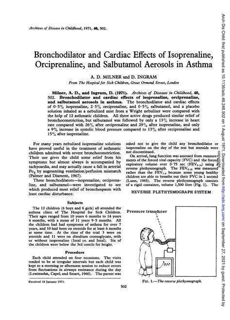 Bronchodilator And Cardiac Effects Of Isoprenaline Orciprenaline And Salbutamol Aerosols In