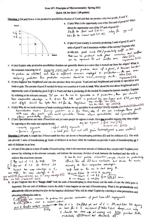 ECON QUIZ 1 KEY Quiz 1 Key Introduction To Microeconomics Studocu