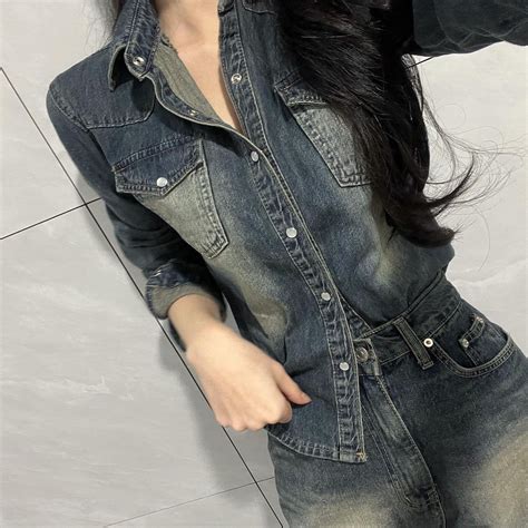 오프윤 단독진행당일출고 국내제작 면100 에인 빈티지 워싱 포켓 청 데님 셔츠 남방 2size One Color