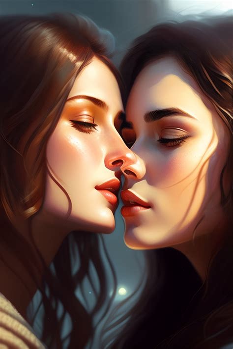 Lexica Two Beautiful Girls Kissing Concept Art Detailed Face Fantasy Close Up Face Highly