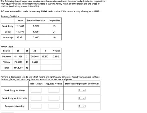 solved the following three independent random samples are