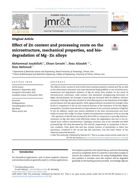 PDF Effect Of Zn Content And Processing Route On The Microstructure