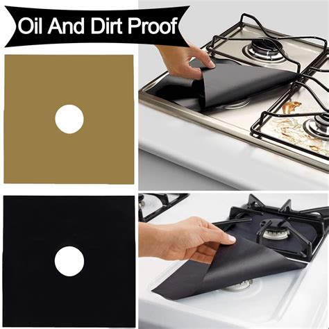 4pcs Gas Stove Protectors Reusable Gas Stove Burner Cover Liner Mat Pad