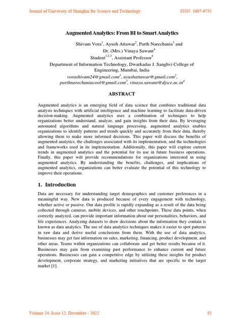 Augmented Analytics From Bi To Smart Analytics Pdf Analytics