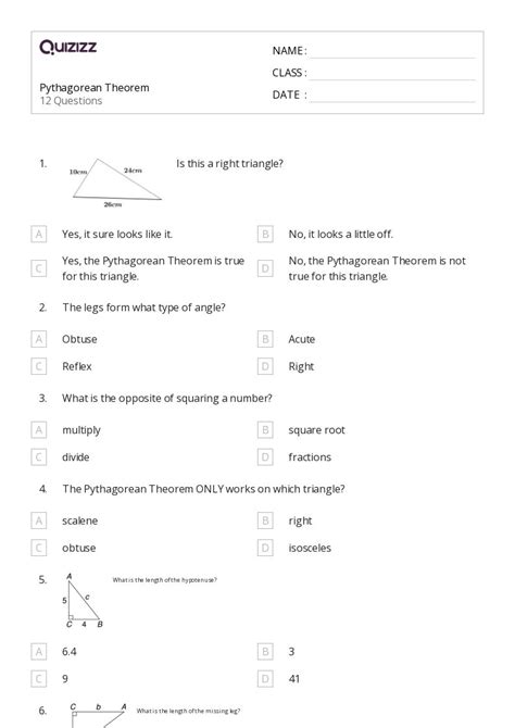 50 Pythagorean Theorem Worksheets For Kindergarten On Quizizz Free