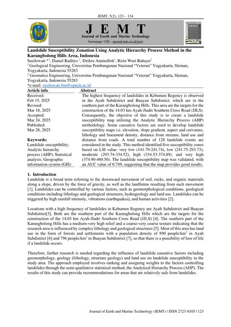 Pdf Landslide Susceptibility Zonation Using Analytic Hierarchy