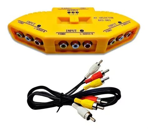 Interruptor Selector De Audio Y Vídeo Rca 3x1 Para Videojuegos Blu Ray