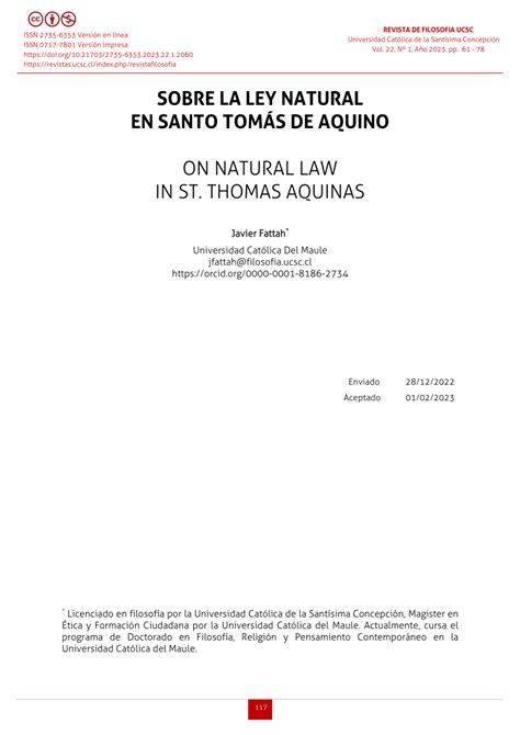 Pdf Sobre La Ley Natural En Santo Tomás De Aquino