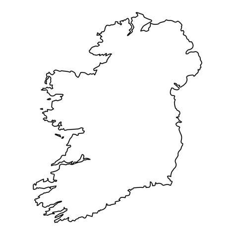 Blank Outline Map Of Ireland Border Island Coastline Silhouette