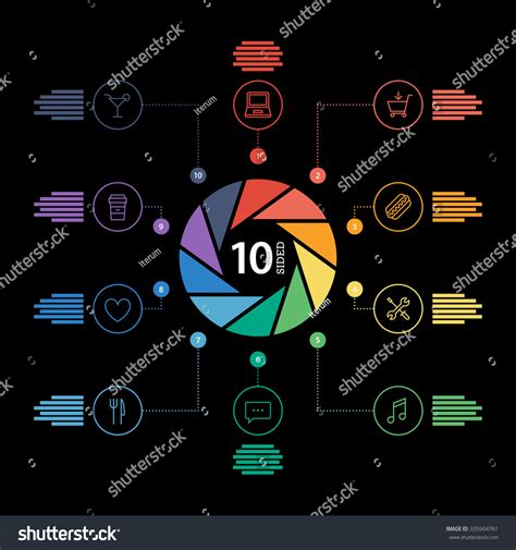 Ten Sided Flat Shutter Diagram Template Stock Vector Royalty Free