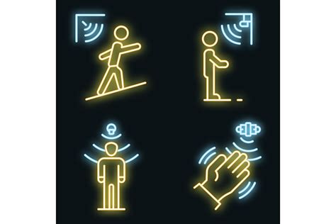 Motion Sensor Icons Set Vector Neon Graphic By Ylivdesign · Creative Fabrica