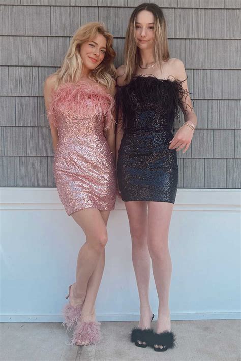 Sequin Strapless Feather Bodycon Mini Homecoming Dress Dreamdressy