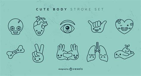 Cute Body Stroke Set Vector Download