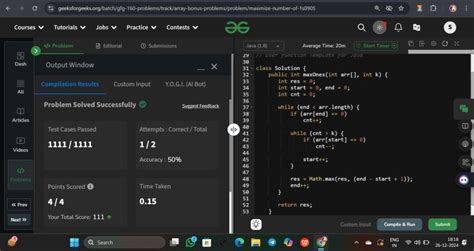 Saloni Pawar On Linkedin Geeksforgeeks Maximize1s Slidingwindow Codingchallenge 160daysofdsa