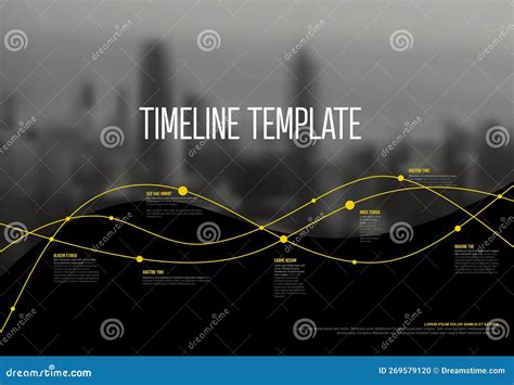 Minimalistic Timeline Template With Photo Placeholder And Yellow Accent Stock Illustration