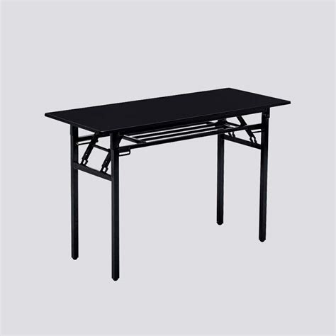 โต๊ะอเนกประสงค์ พร้อมชั้นวาง โต๊ะพับได้ ท็อปไม้ 100x60 Cm สีดำ Makro Pro
