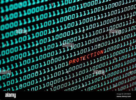 Protection Text And Binary Code Concept From The Desktop Screen