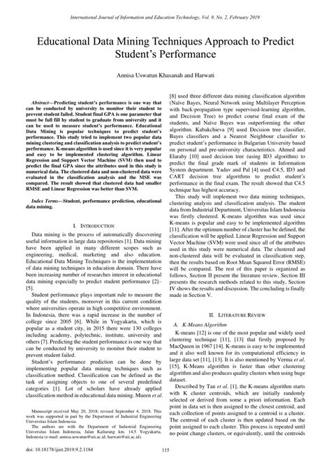 Pdf Educational Data Mining Techniques Approach To Predict Students