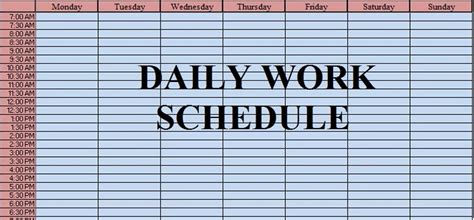 download daily work schedule excel template exceldatapro