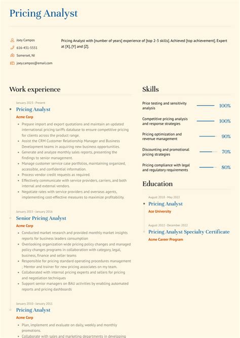 Pricing Analyst Resume Examples And Templates