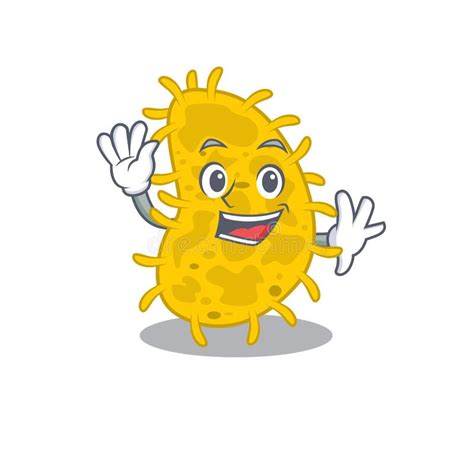 A Charismatic Bacteria Bacilli Mascot Design Style Smiling And Waving