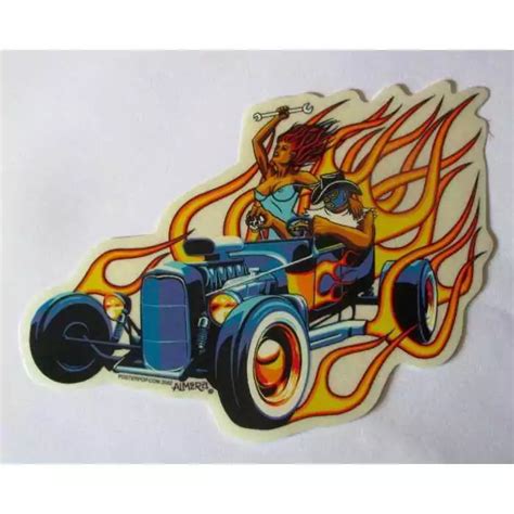 Sticker Hot Rod Roadster Pin Up 14x105 Cm Autocollant Rockabilly