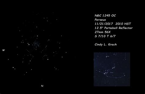 Perseus Open Cluster Ngc 1245 Sketching Cloudy Nights
