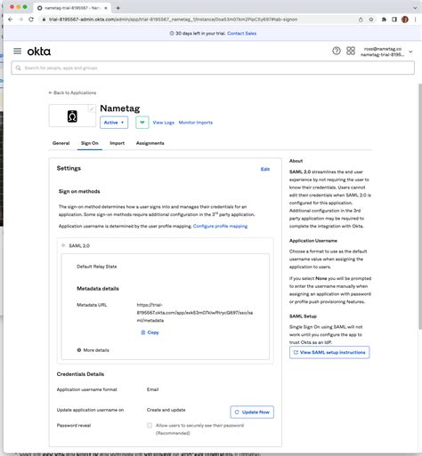 Saml Sso With Okta Nametag Developer Documentation