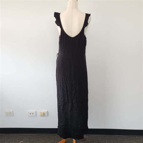 Portmans Black Wrap Dress Size 14 Xls