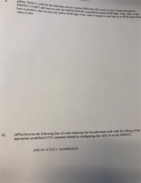 15 Write C Code For The Interrupt Service Routine