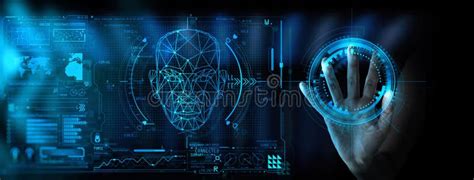 Hand Touching Ui For Unlocking With Face Identification Facial