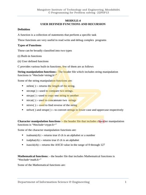 User Defined Functions In C Programming Pdf Parameter Computer