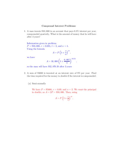 Pdf Compound Interest Problems