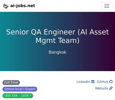 Hiring Senior Qa Engineer Ai Asset Mgmt Team In Bangkok Raimljobs