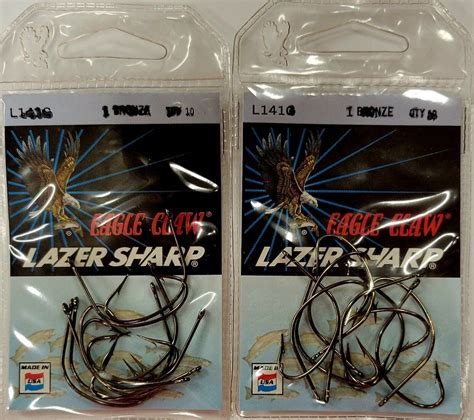 2 Pack Eagle Claw Lazer Sharp Hooks L141g Choose Size Poindexter