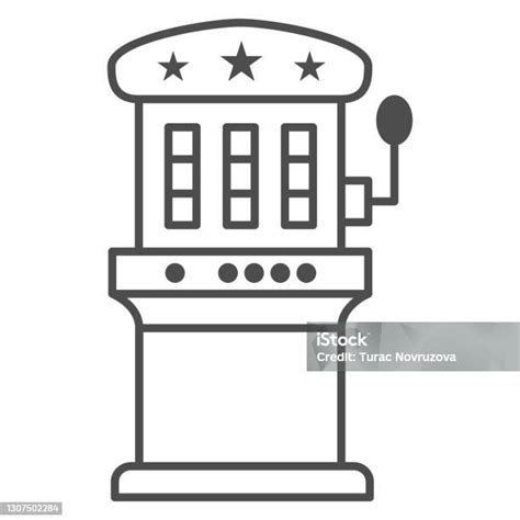 도박 기계 얇은 라인 아이콘 놀이기구 개념 흰색 배경에 슬롯 머신 사인 모바일 개념 및 웹 디자인을위한 윤곽 스타일의 하나의