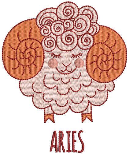 Aries Zodiac Sign Embroidery Design