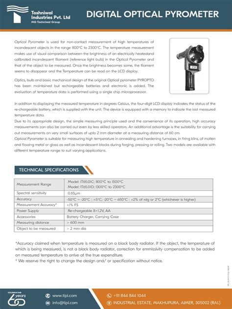 Digital Optical Pyrometer Pdf Incandescent Light Bulb Optics
