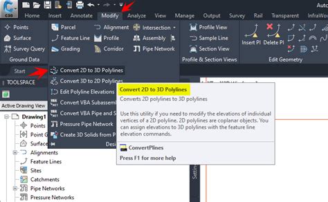 Convert Polylines To 3d Polylines Without Creating A Surface Autodesk Community