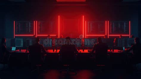 A Team Of Cybercrime Experts Analyzing Data On Multiple Computer Screens Stock Image Image Of