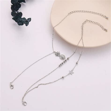 Badu Bg Лятна мода Кристални глезени с ананас Женски боси сандали с плетене на една кука Бижута