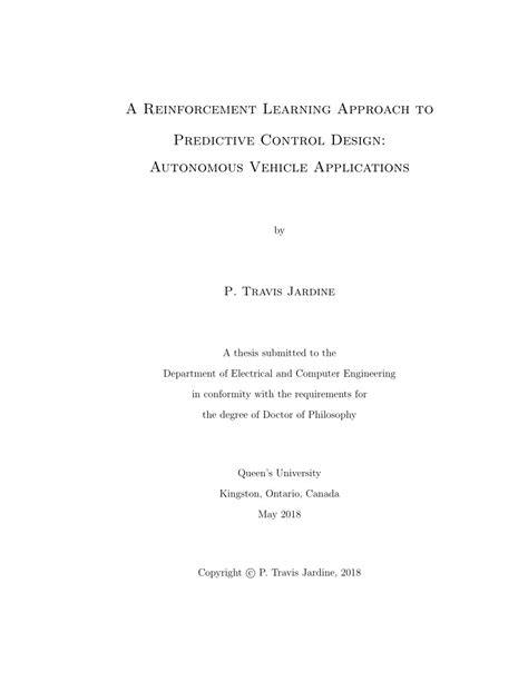 Pdf A Reinforcement Learning Approach To Predictive Control Design Autonomous Vehicle