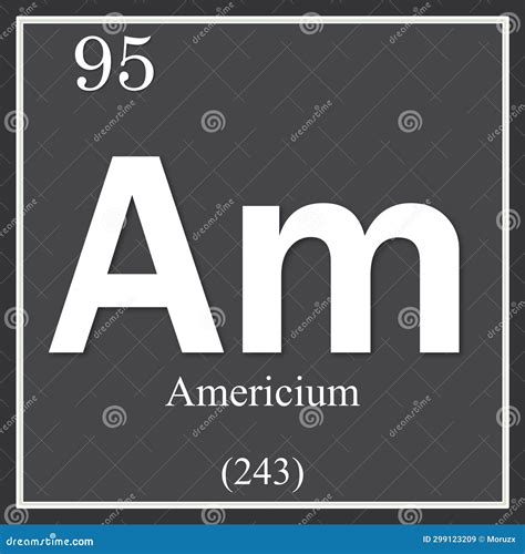 Americium Chemical Element Dark Square Symbol Stock Illustration